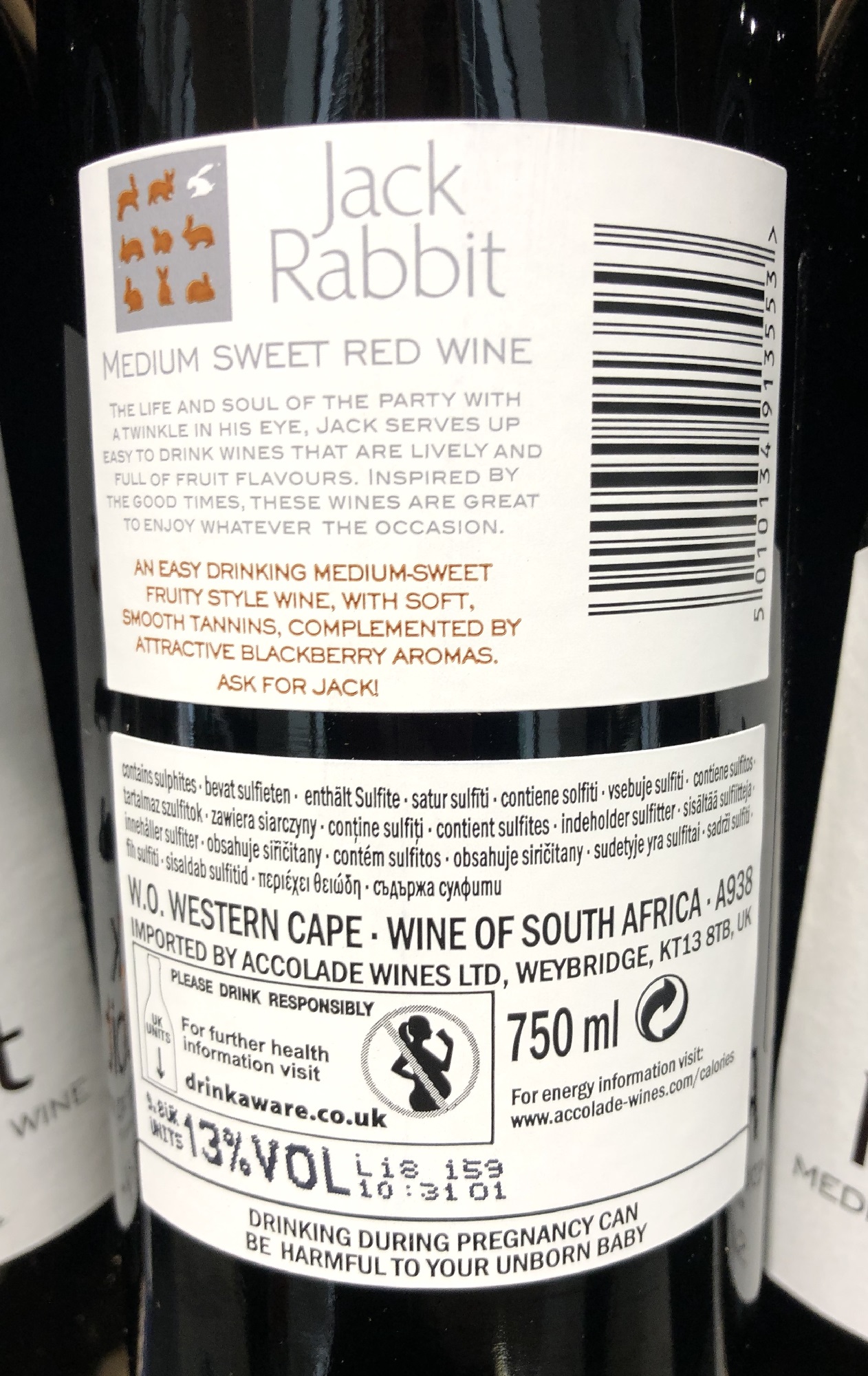 Jack Rabbit Medium Sweet Red купити червоне напів солодке вино 0.75л ...